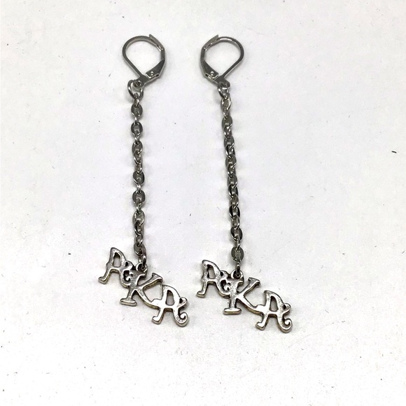 Hand Crafted | Jewelry | Alpha Kappa Alpha Silver Chain Earrings | Poshmark